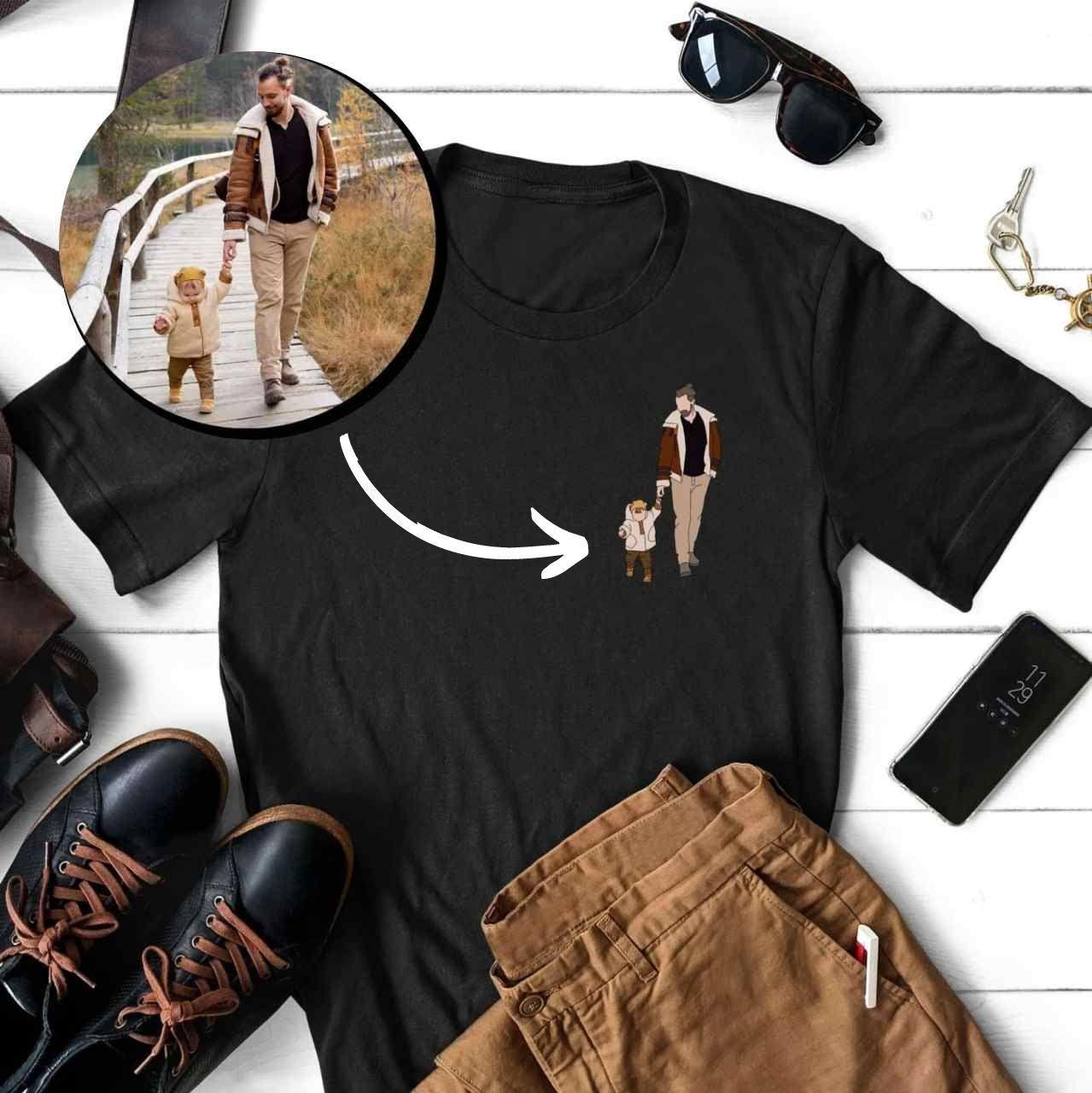 Personalized Family Portrait Shirt, Custom Portrait Outline Tee for Him ...