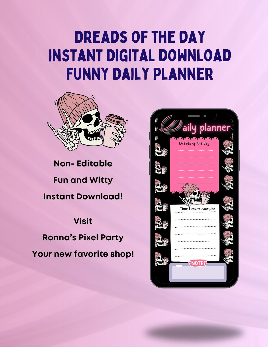 Daily Digital Planner | Dreads of the Day | Humorous Daily Planner ...