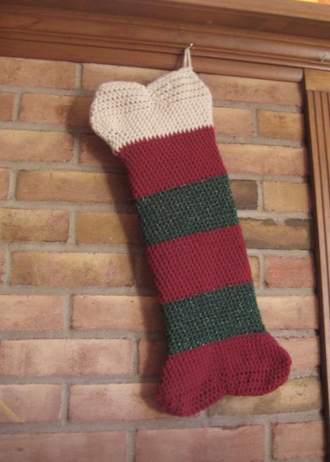 Crocheted Dog Doggie Bone Stocking Christmas Holiday Pattern - Etsy