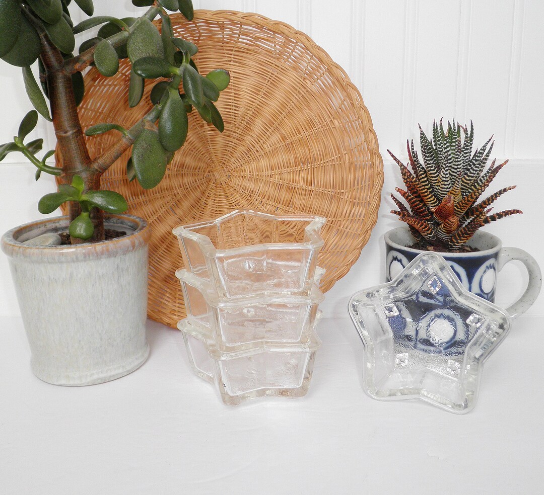 Vintage 1930s Star Shaped Clear Glass QUEEN ANNE Phoenix Custard ...