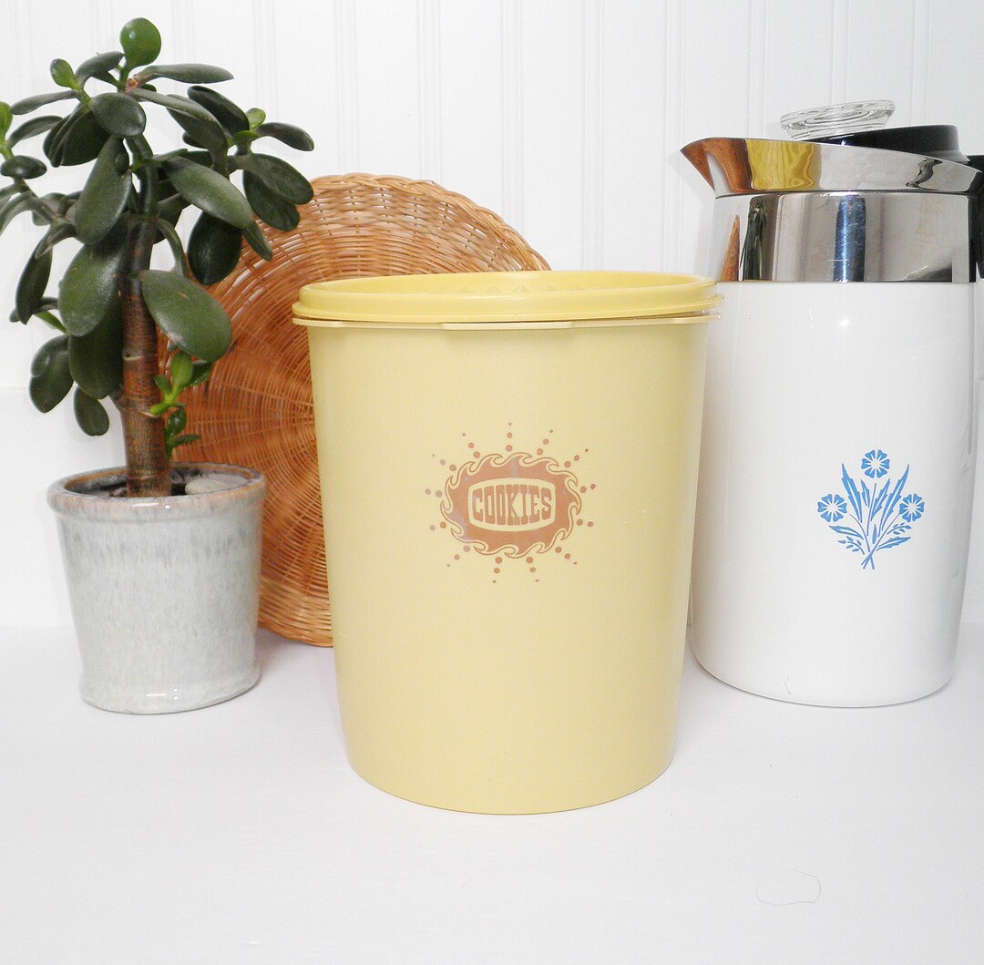 Rare Vintage Tupperware Yellow COOKIES Servalier Storage Container With ...