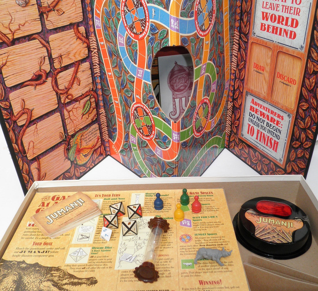 Vintage 1995 Original JUMANJI Board Game Milton Bradley COMPLETE 1990s ...