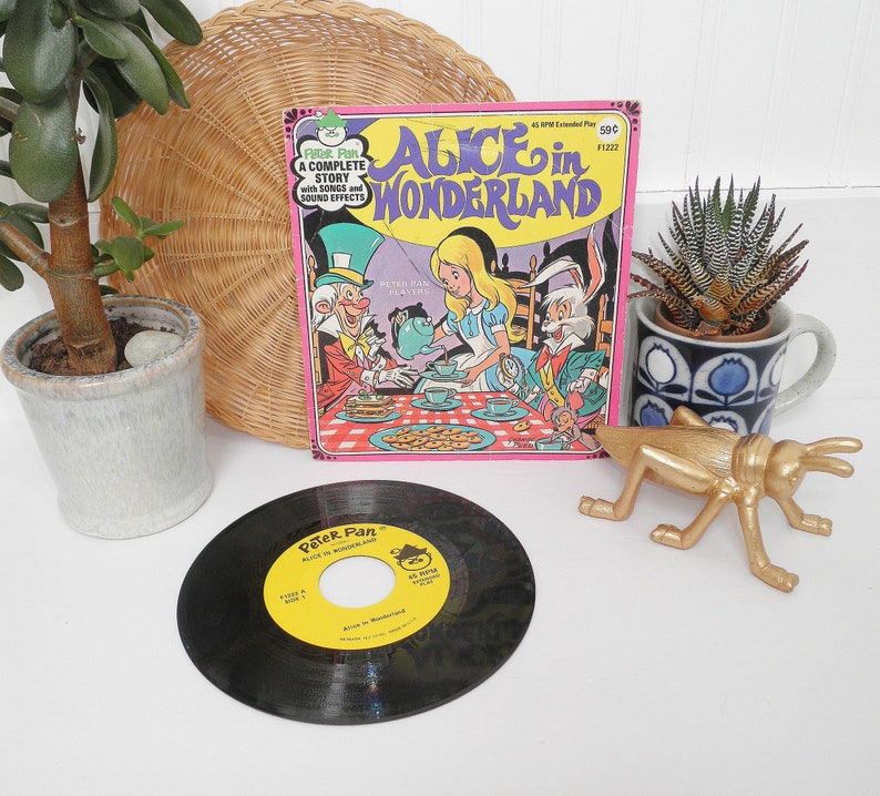 Vintage Alice in Wonderland Peter Pan 45 RPM Children's Vinyl Record ...