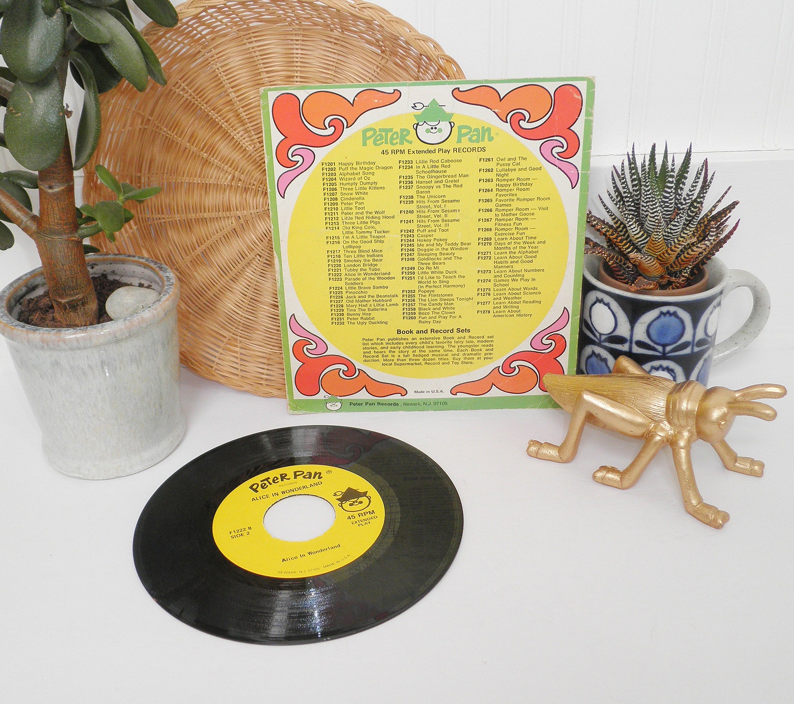 Vintage Alice in Wonderland Peter Pan 45 RPM Children's Vinyl Record ...
