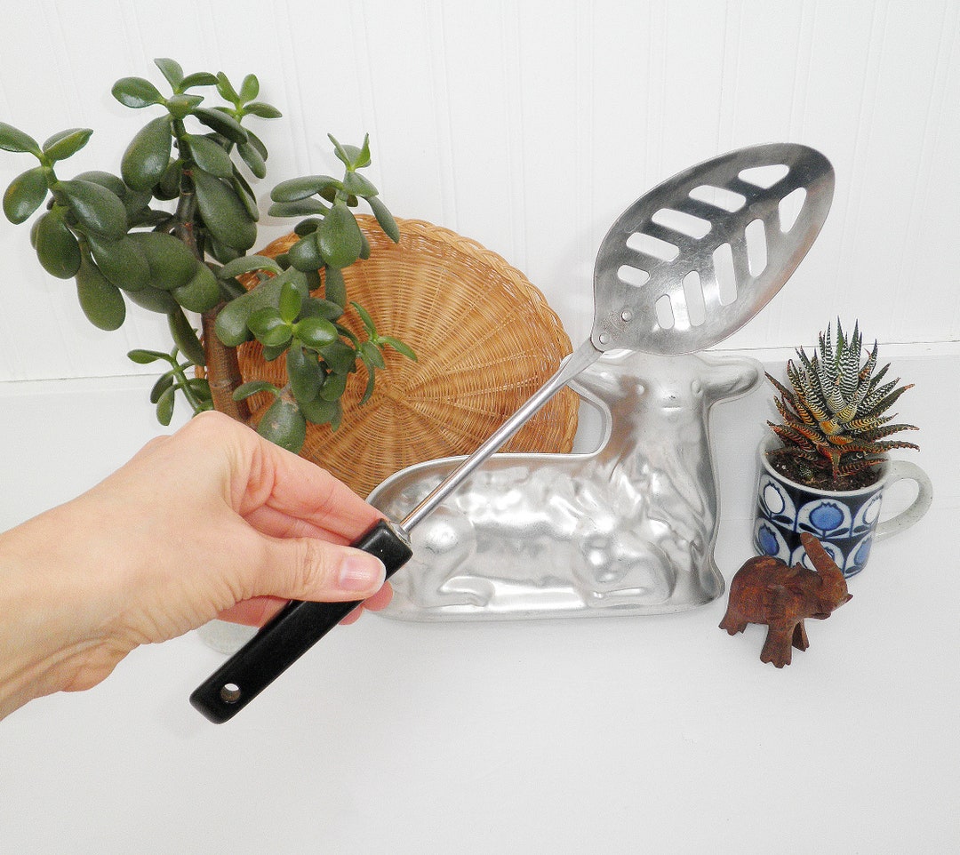 Vintage 1960s ANDROCK Slotted Spoon With Black Bakelite Handle Art Deco ...