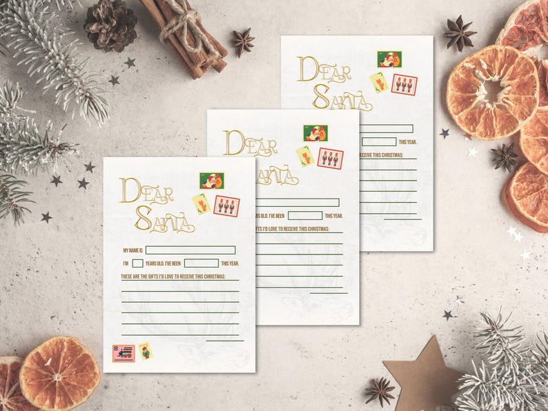 Letter to Santa Printable for Kids, Christmas Wishlist Printable ...