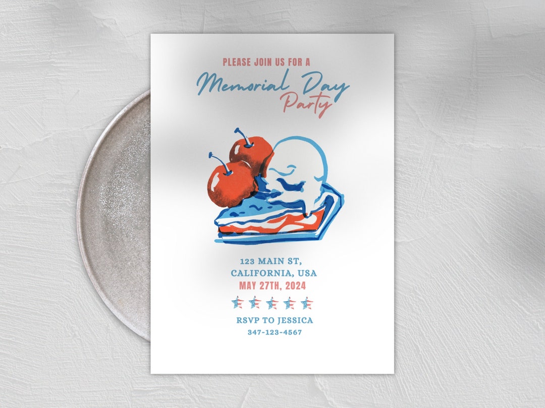 MEMORIAL DAY Party Invitation, Memorial Day Invite, Minimalist Modern ...