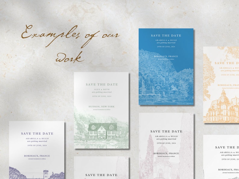 Custom Line Illustration Wedding Venue Save the Date, Line Art Wedding ...