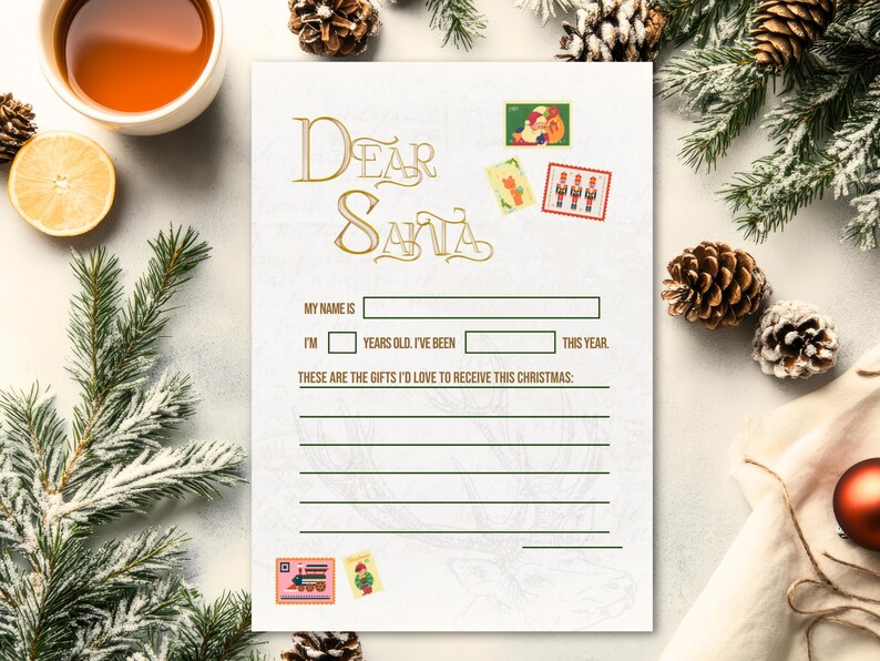 Letter to Santa Printable for Kids, Christmas Wishlist Printable ...