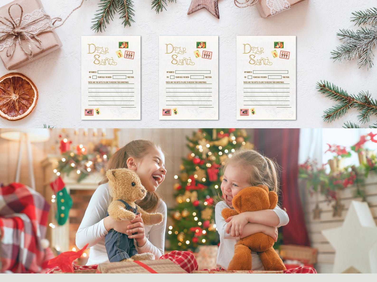 Letter to Santa Printable for Kids, Christmas Wishlist Printable ...