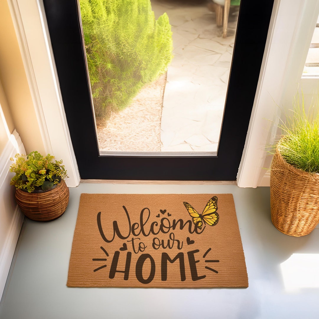 Doormat Sign Welcome to Our Home Family New Gift Housewarming Welcome ...