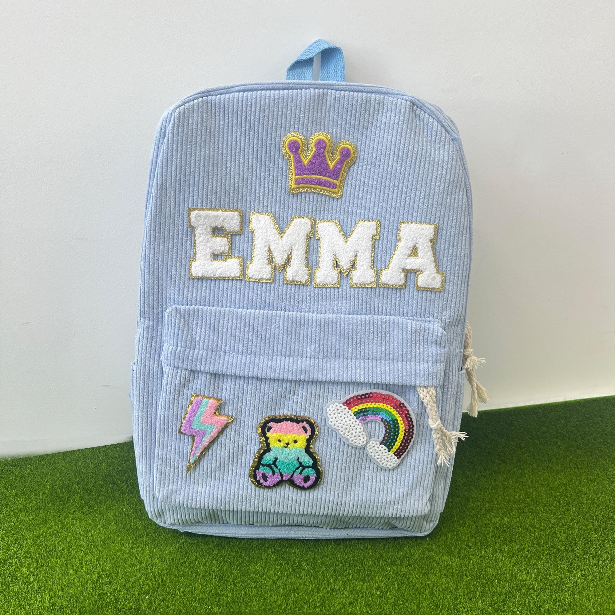 Custom Corduroy Patch Backpack: Personalized Chenille Name and Patch ...