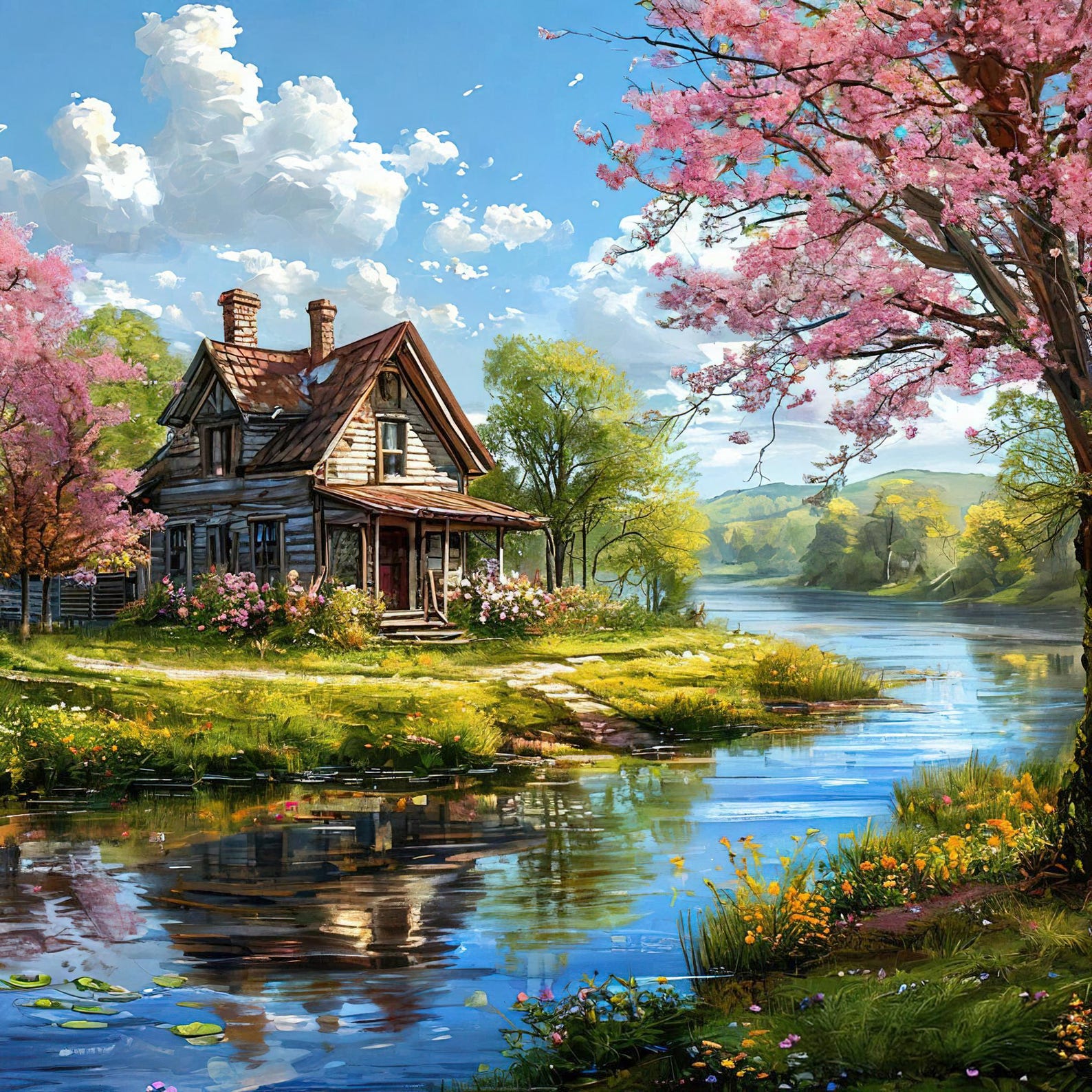 House on the River Cross Stitch Pattern Stitches: 300 X 300 Hand ...