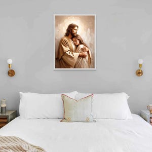 Safe With Him, Christian Wall Art, Jesus and Woman, Jesus Painting, LDS ...