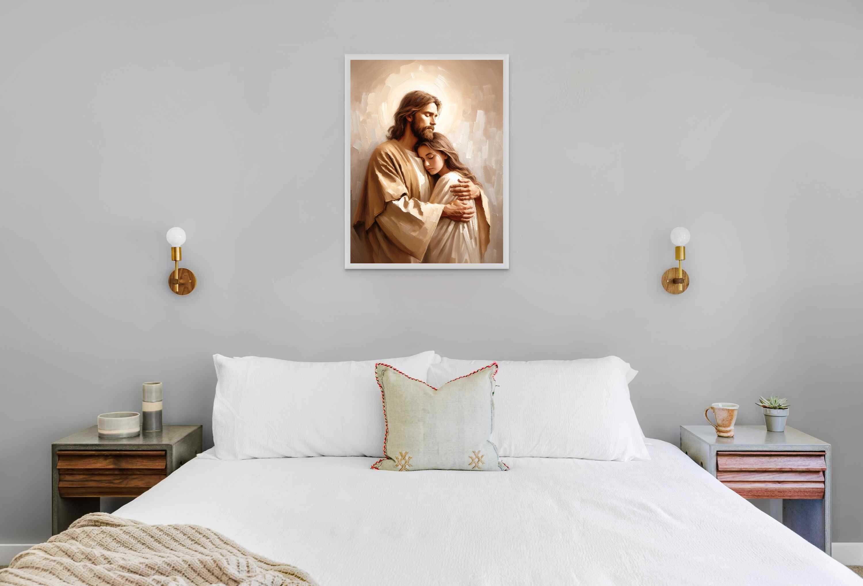 Safe With Him, Christian Wall Art, Jesus and Woman, Jesus Painting, LDS ...
