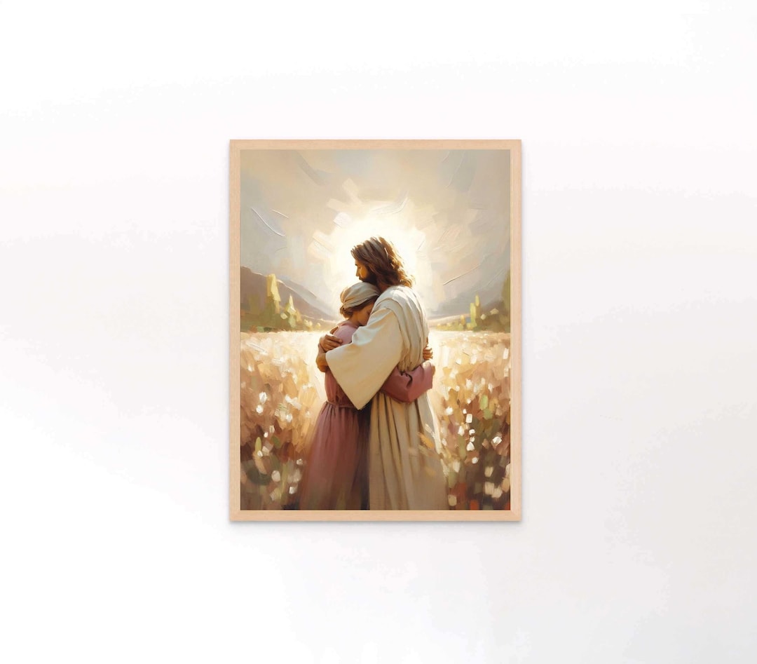 His Embrace, Christian Art Prints, Jesus Hugging a Woman, Picture of ...
