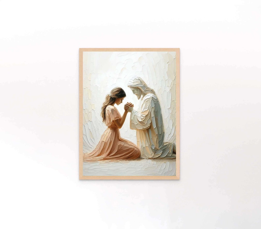 Prayers, Modern Christian Art, Jesus and Woman, Digital Jesus Painting ...