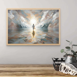 Jesus Walking on Water Kintsugi Landscape, Modern Christian Art ...