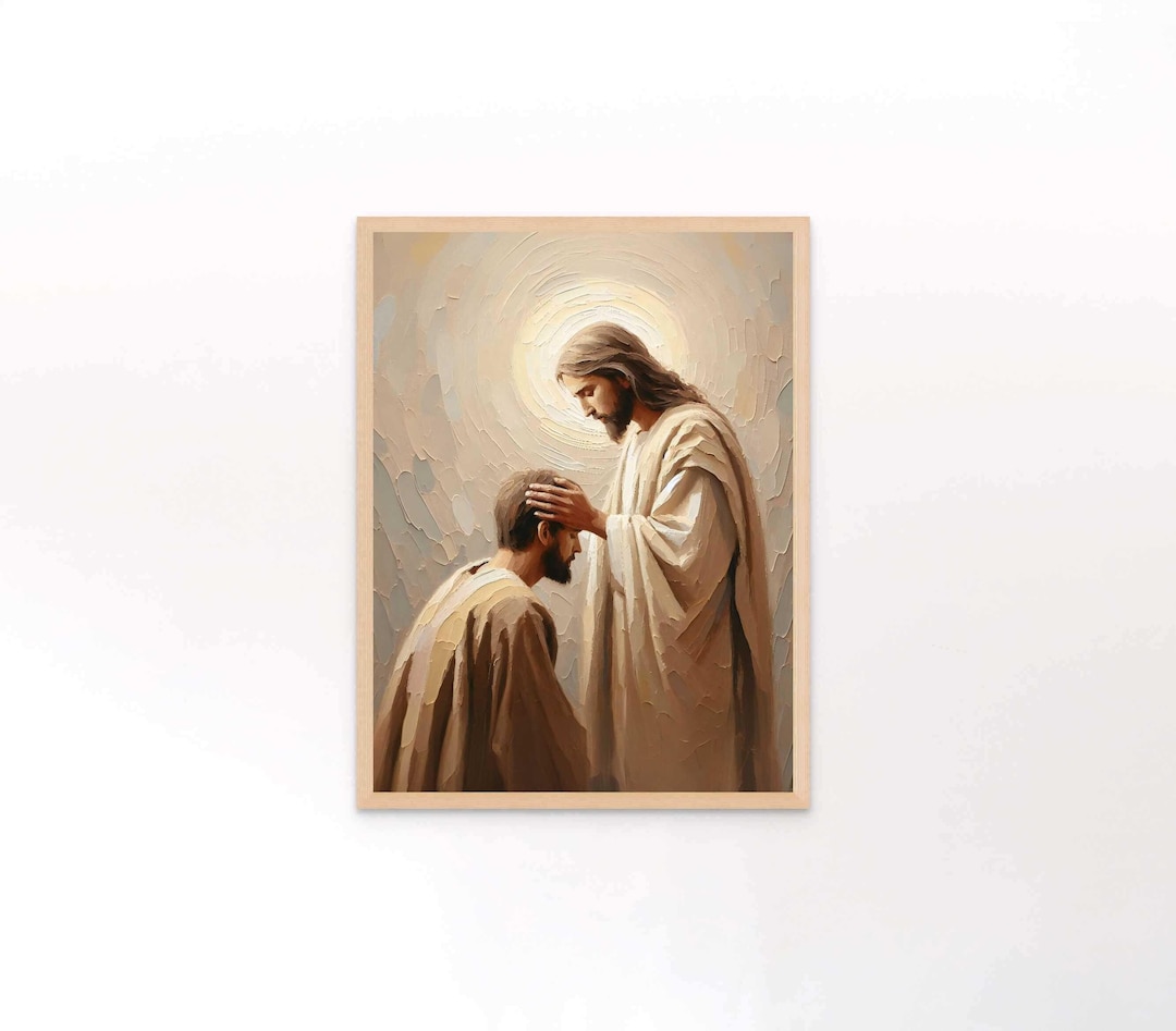 Holy Touch, Christian Wall Art, Jesus With Man, Jesus Portrait, LDS Art ...