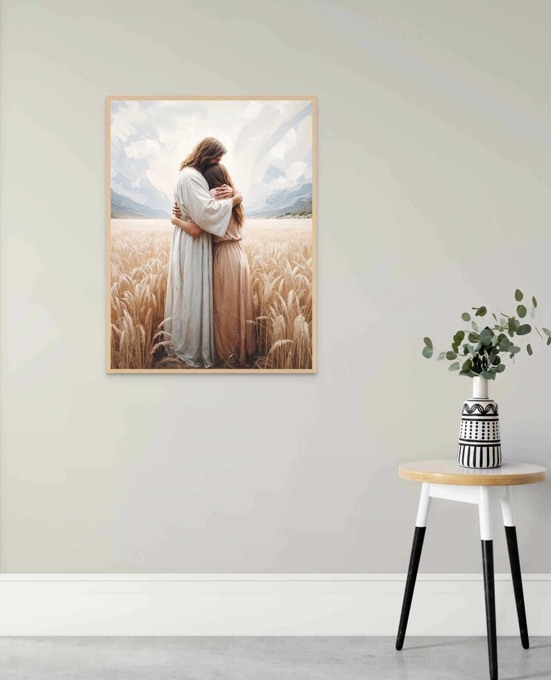 Embrace of Love, Christian Painting, Jesus and Woman, Jesus Painting ...