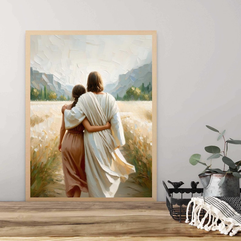 Journey Together, Christian Art, Jesus Walking With a Woman, Picture of ...