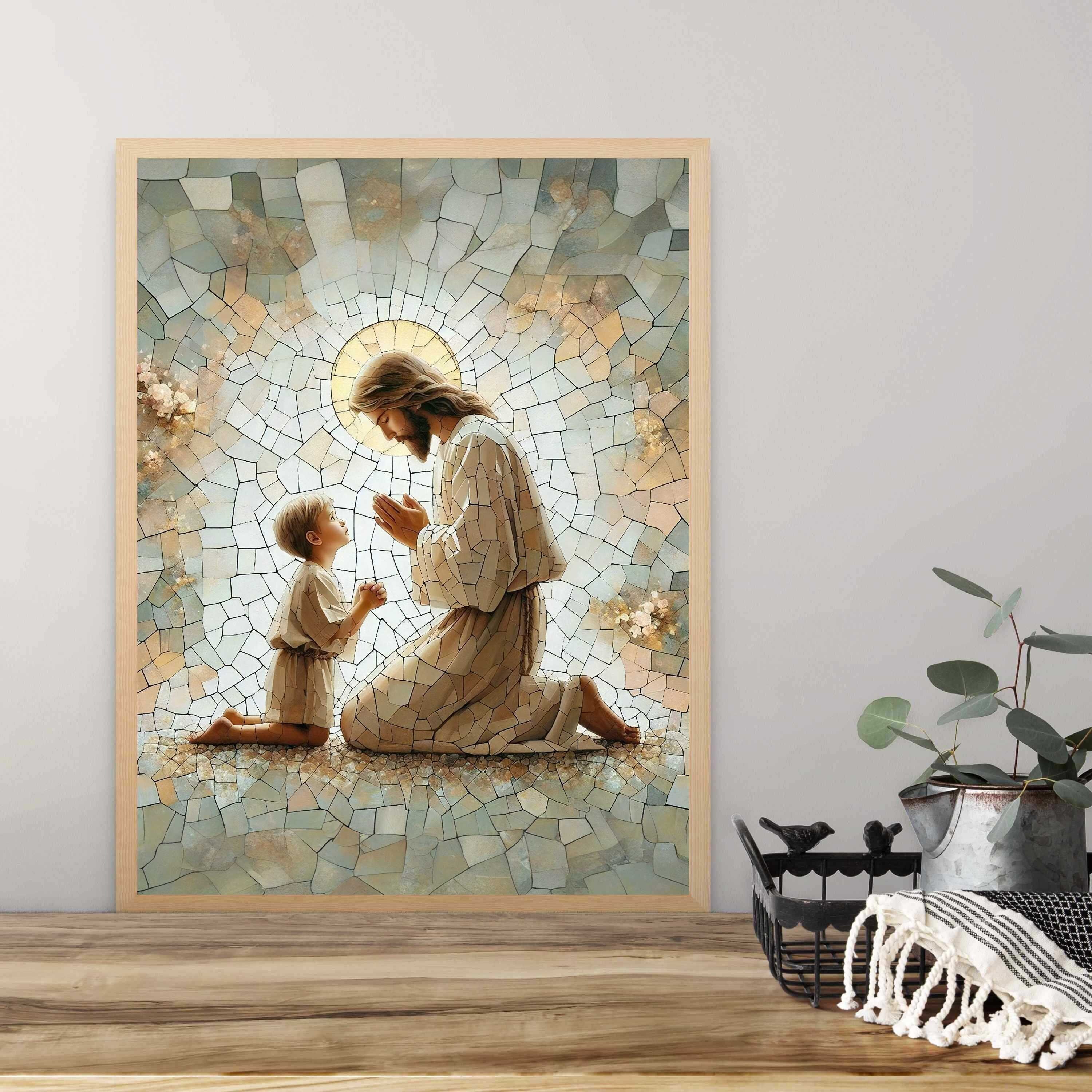 Jesus and Boy, Christian Art, Jesus Praying With Boy, LDS Art, Bible ...