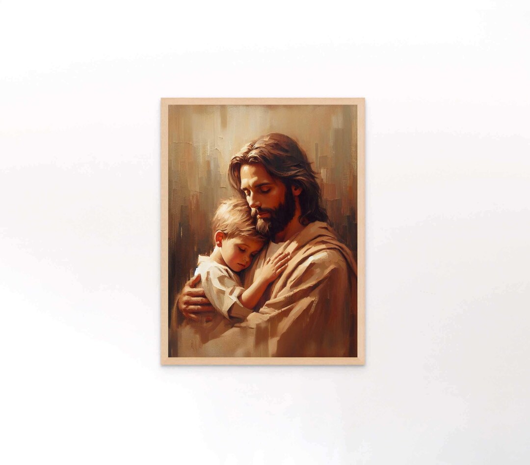 Safe Place, Modern Christian Art, Jesus Hugging Boy, Jesus Art, LDS ...