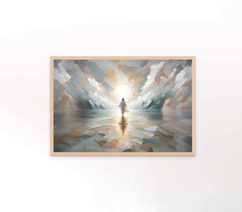 Jesus Walking on Water Kintsugi Landscape, Modern Christian Art ...