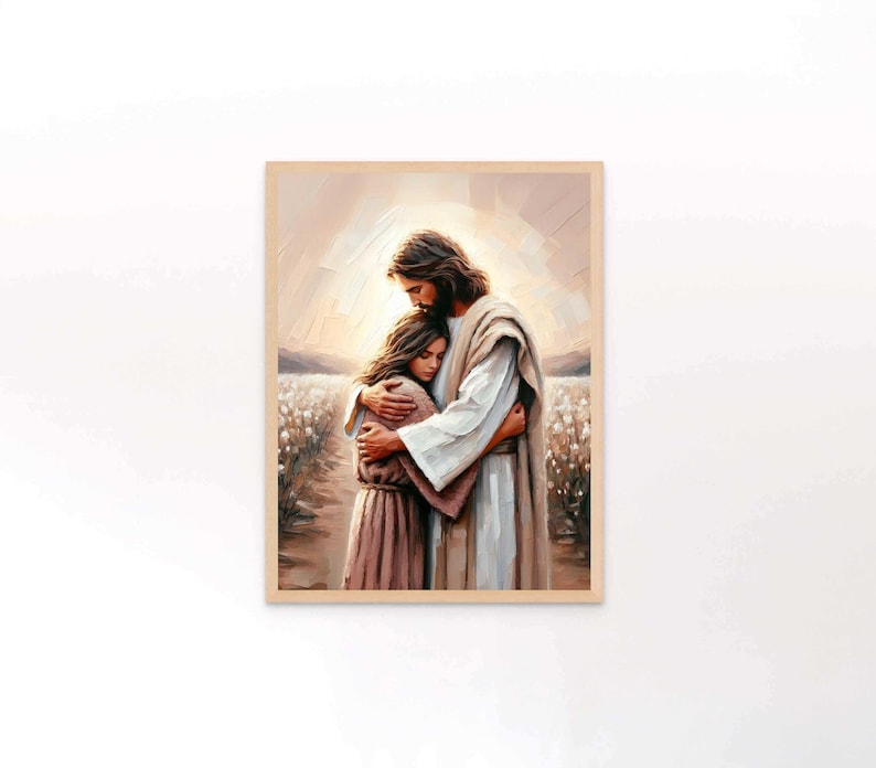 Hug of Mercy, Christian Painting, Jesus and Girl, Picture of Jesus ...