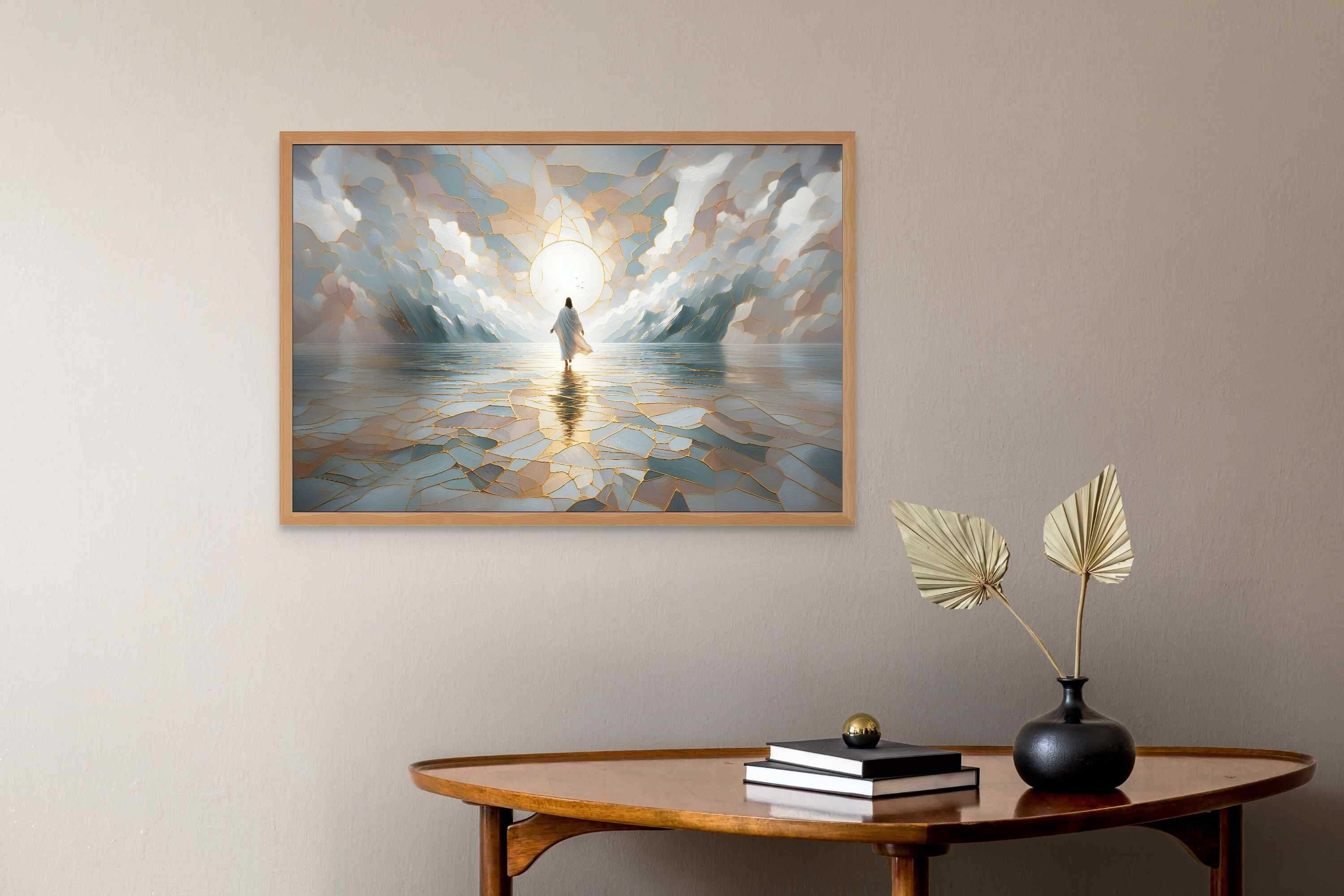 Jesus Walking on Water Kintsugi Landscape, Modern Christian Art ...