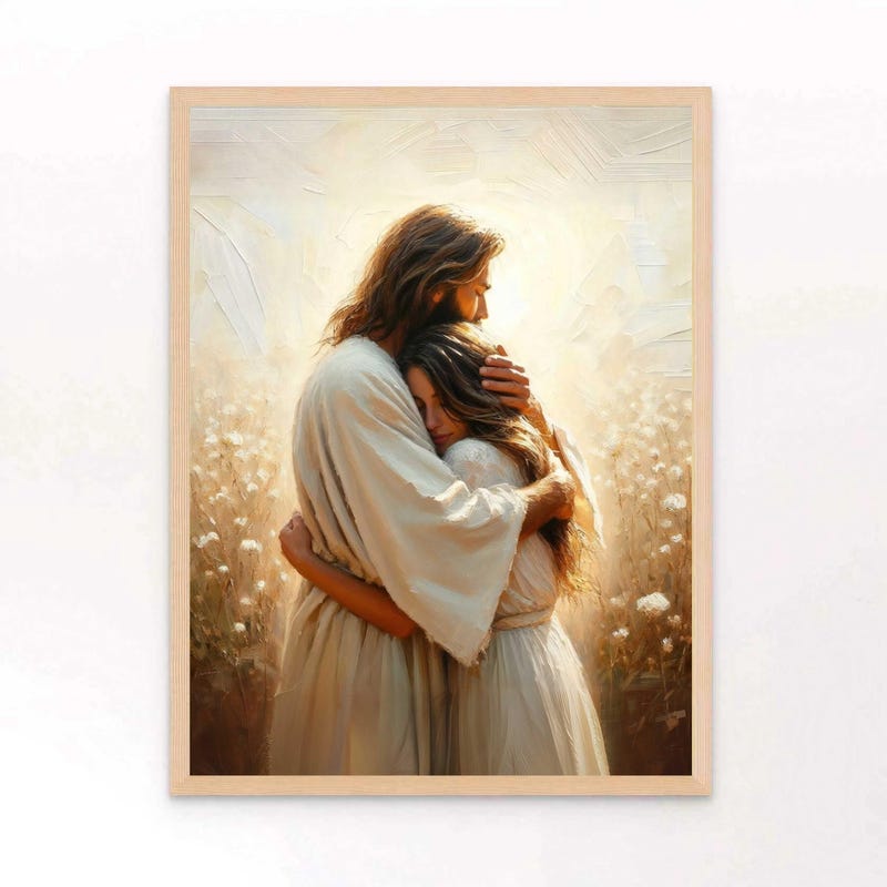 Niña abraza jesús - Etsy España