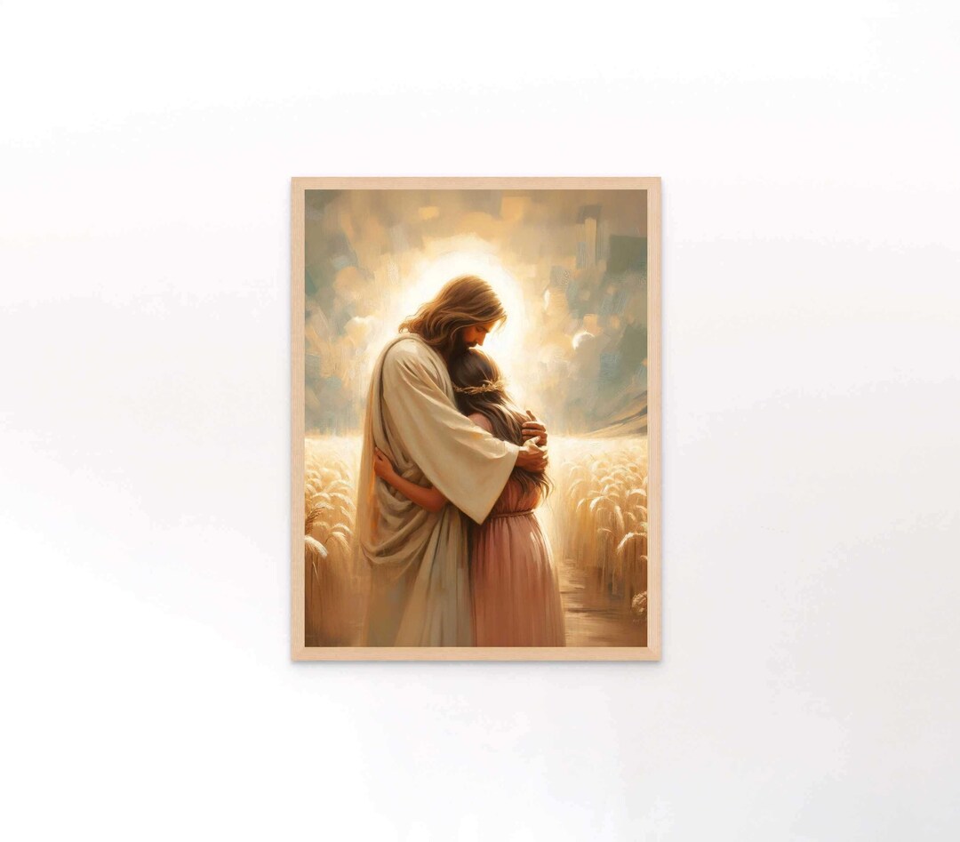 Safe Haven Painting, Christian Wall Art, Jesus and Girl, Jesus Christ ...