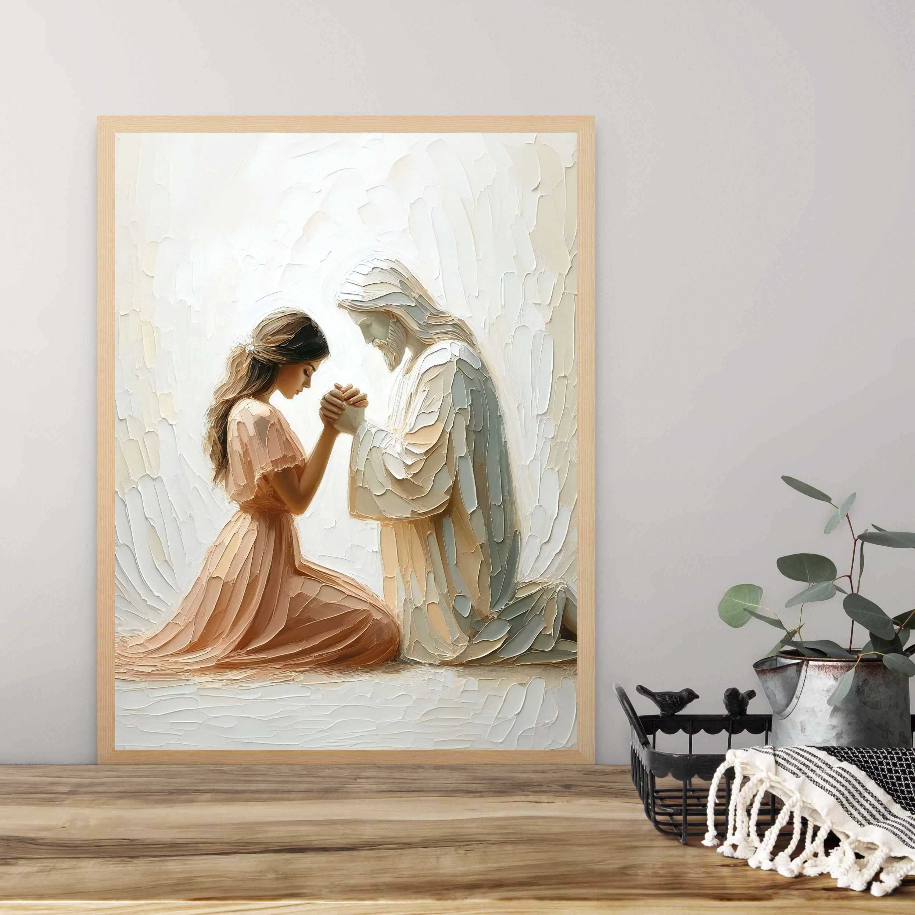Prayers, Modern Christian Art, Jesus and Woman, Digital Jesus Painting ...