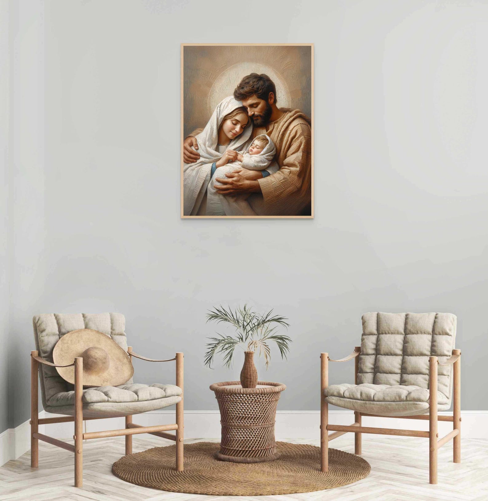 A Holy Family Art, Christian Art, Virgin Mary Saint Joseph and Baby ...