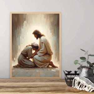 Surrender to Him, Modern Christian Art, Jesus and Woman, Jesus Portrait ...