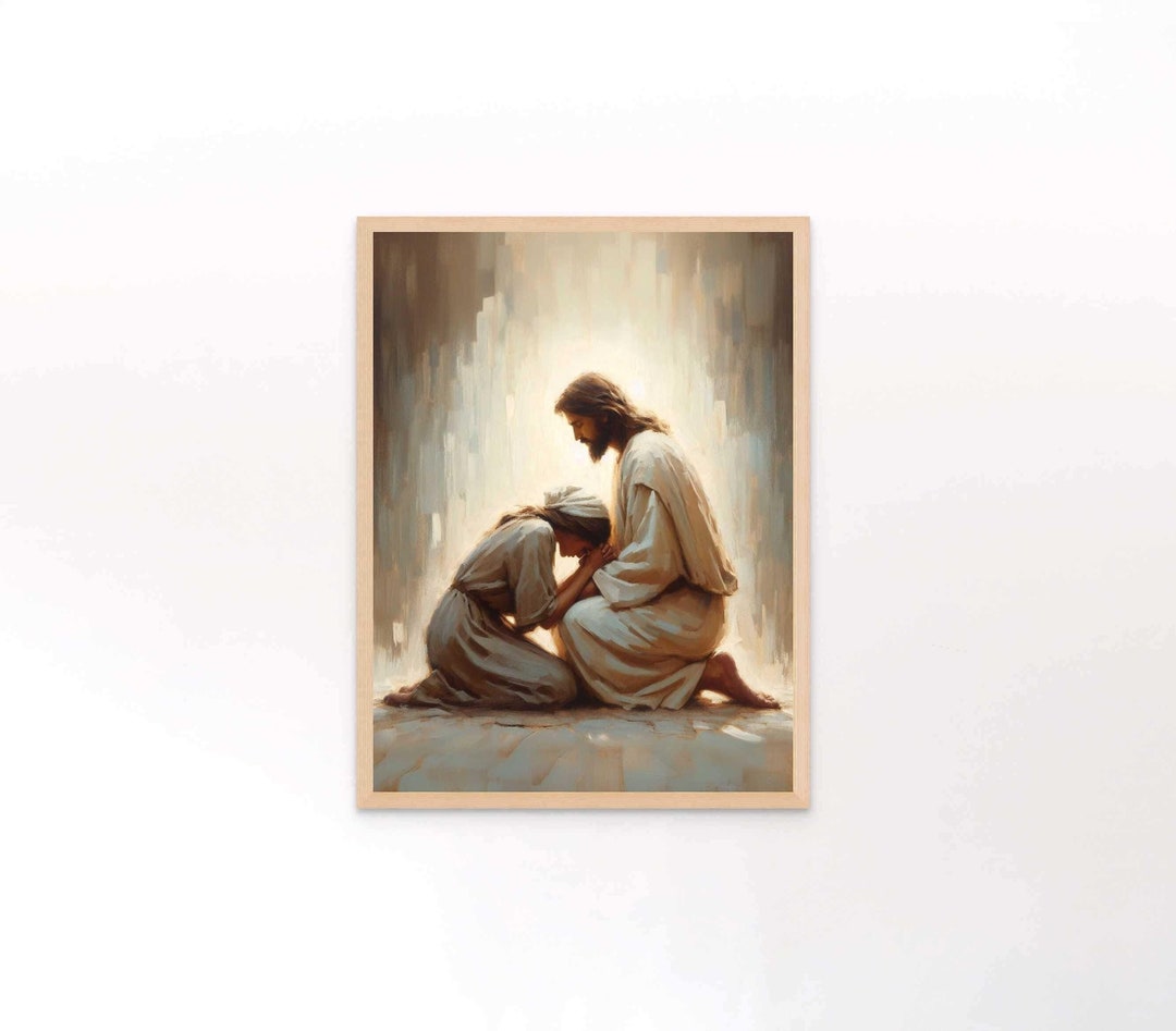 Surrender to Him, Modern Christian Art, Jesus and Woman, Jesus Portrait ...