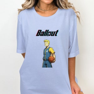 Fallout Ballout Fan Art Vault Boy Basketball-themed Tee Best-selling ...