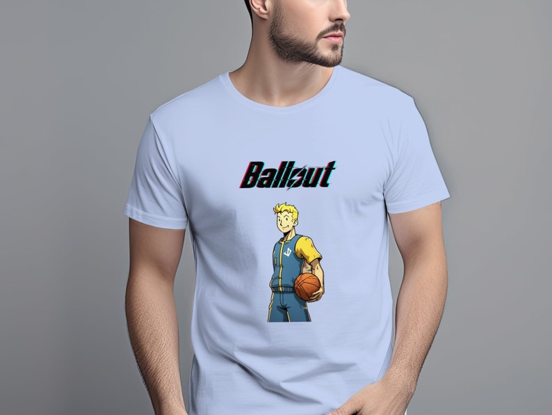 Fallout Ballout Fan Art Vault Boy Basketball-themed Tee Best-selling ...