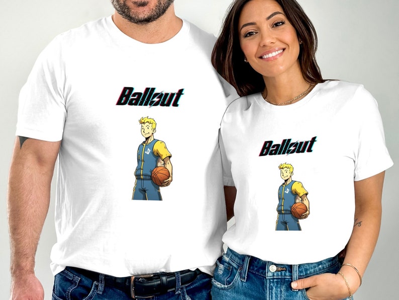 Fallout Ballout Fan Art Vault Boy Basketball-themed Tee Best-selling ...