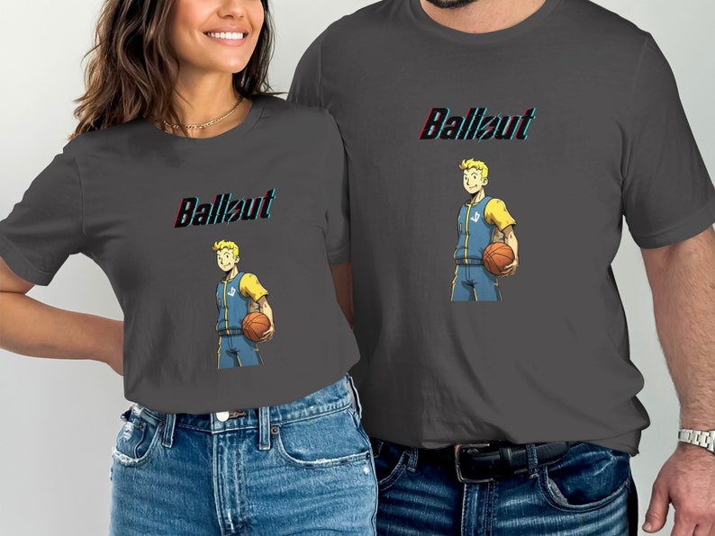 Fallout Ballout Fan Art Vault Boy Basketball-themed Tee Best-selling ...
