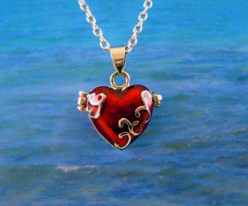 RUBY RED Enamel Heart Locket Necklace SMALL Seaglass Locket - Etsy