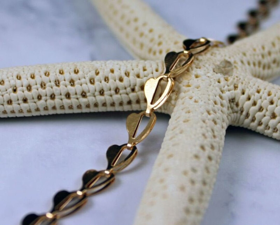CHAIN of HEARTS - Heart Chain Bracelet, Anklet, Heart Link Chain, Light ...