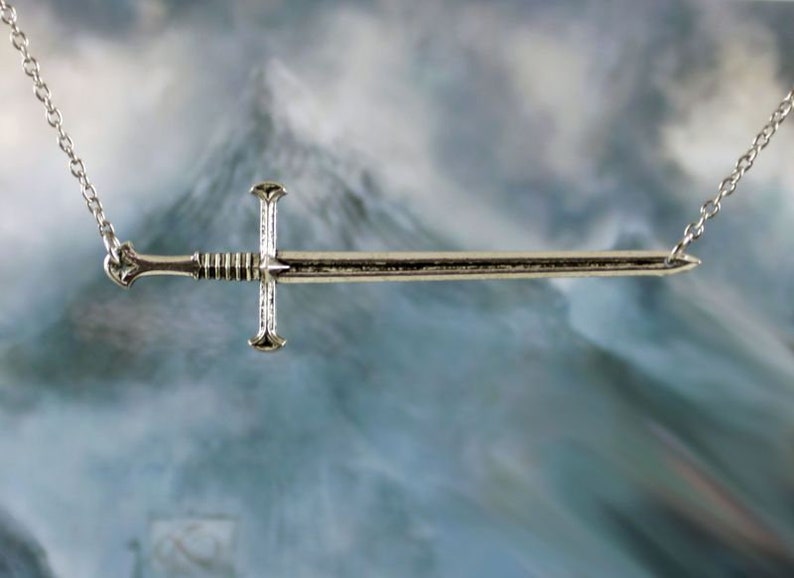 TOUCHÉ II - Sideways Long Sword Necklace, XL, Gothic, Fantasy, Medieval ...