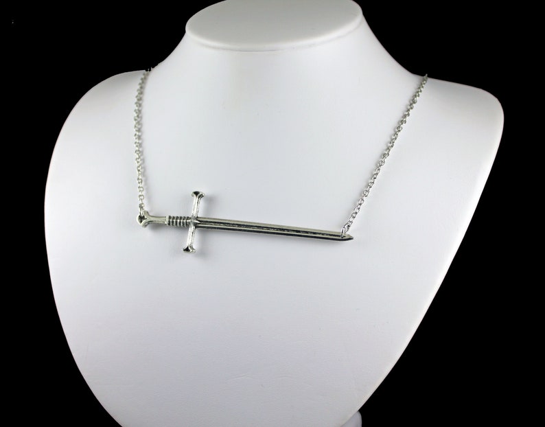 TOUCHÉ II - Sideways Long Sword Necklace, XL, Gothic, Fantasy, Medieval ...