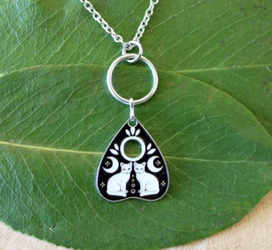 SPIRITS - Enamel Ouija Planchette, Cats With Moons, Black and White ...