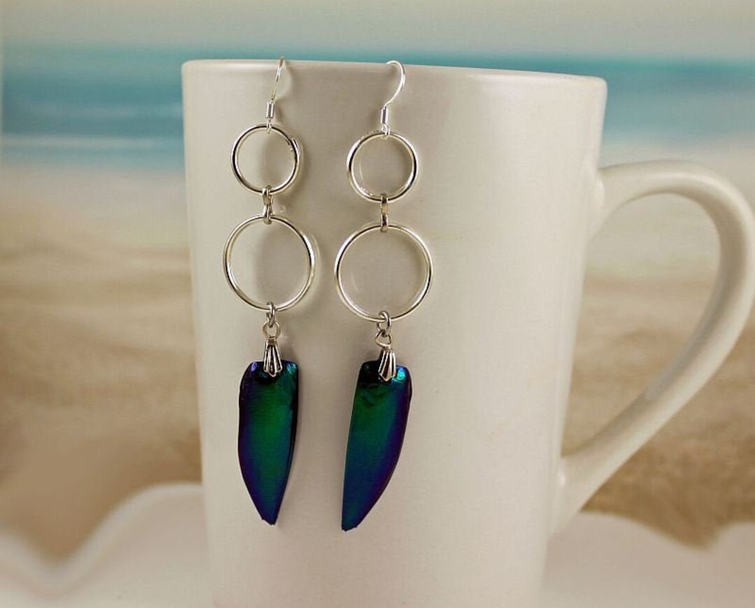 ELYTRA - Real Beetle Wing Earrings, Sterling Silver Earwires ...