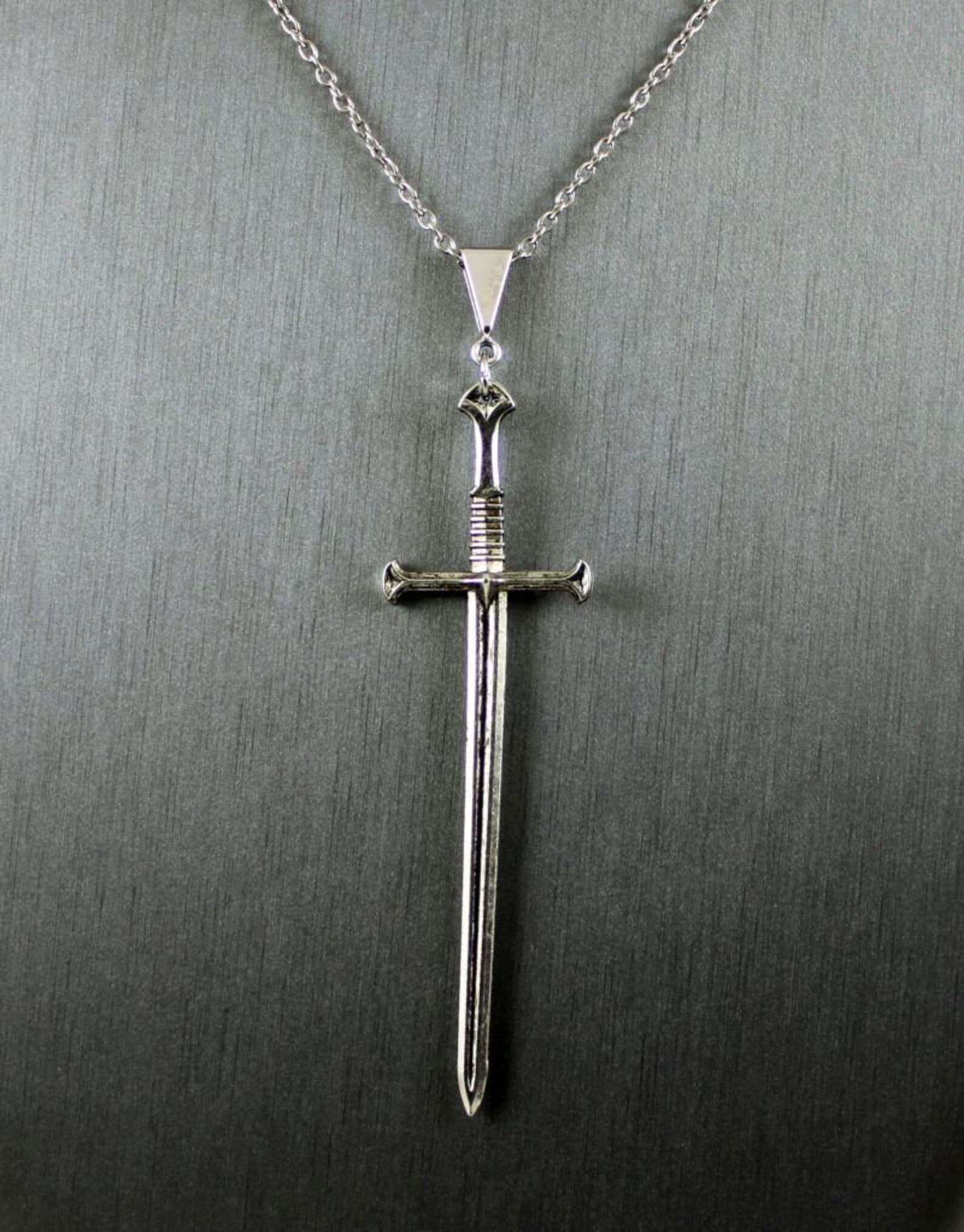 TOUCHÉ Long Sword Necklace, XL, Gothic, Fantasy, Medieval, Viking ...