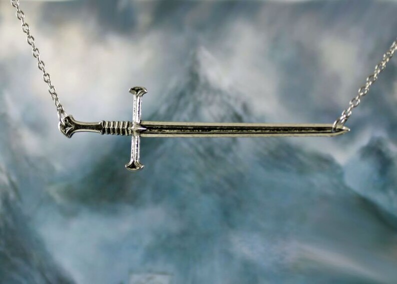 TOUCHÉ II - Sideways Long Sword Necklace, XL, Gothic, Fantasy, Medieval ...