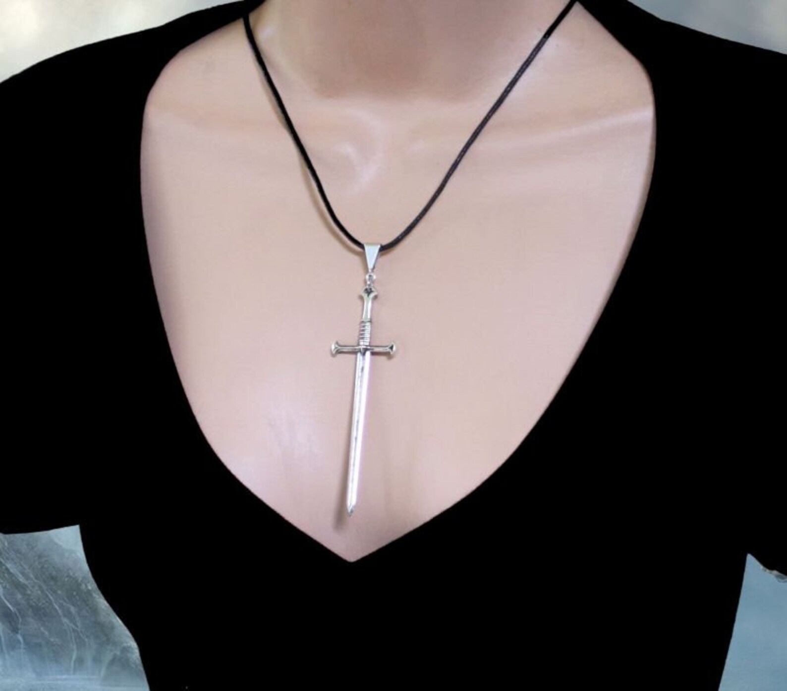 TOUCHÉ - Long Sword Necklace, XL, Gothic, Fantasy, Medieval, Viking ...