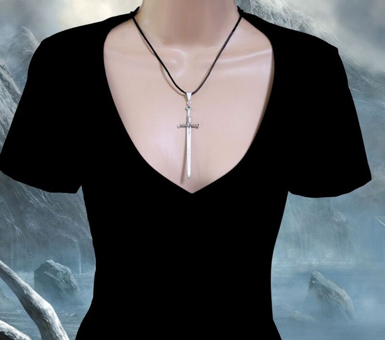TOUCHÉ - Long Sword Necklace, XL, Gothic, Fantasy, Medieval, Viking ...
